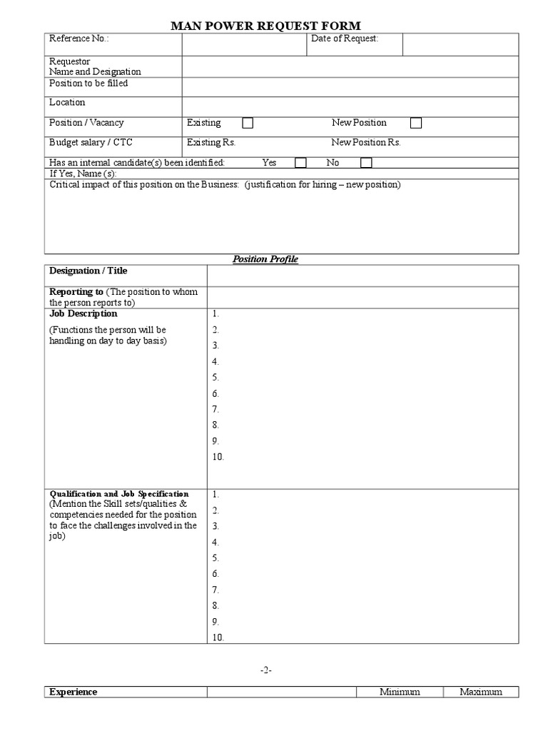 Manpower Request Form | PDF