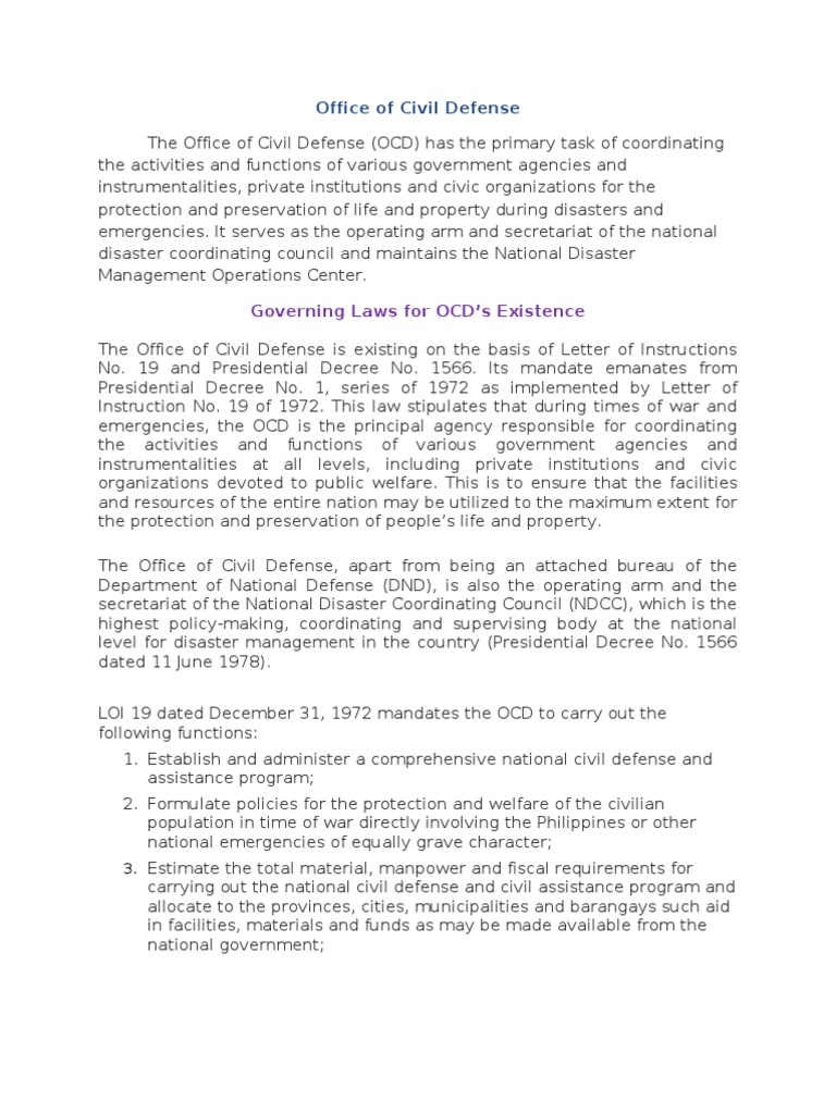 Office of Civil Defense | PDF | Emergency Management | Emergency