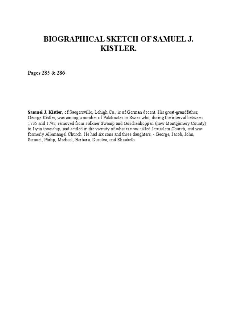 Biographical Sketch of Samuel | PDF | Pennsylvania | The United States