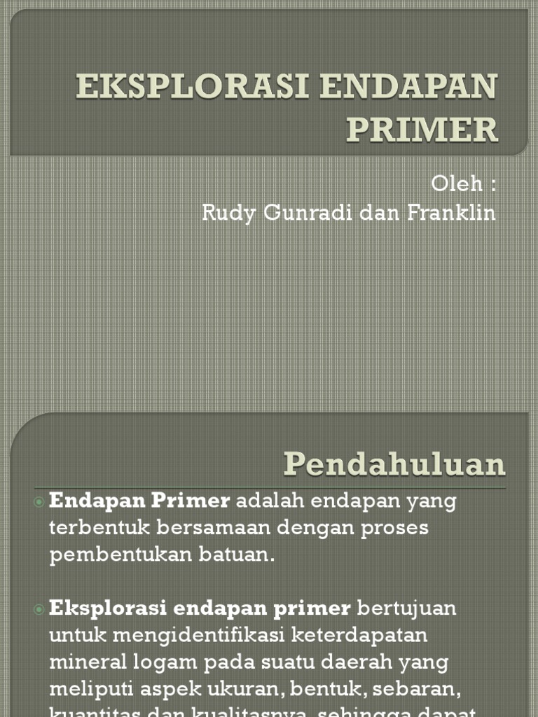 Eksplorasi Endapan Primer | PDF