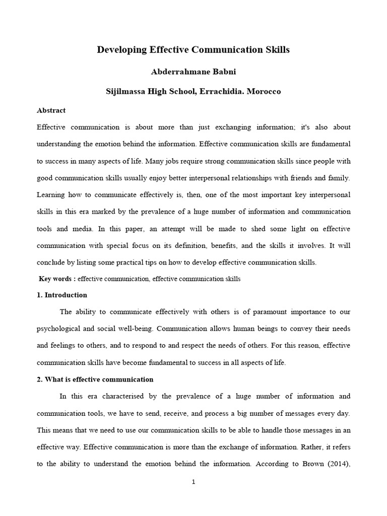 Developing Effective Communication Skills | PDF | Nonverbal ...