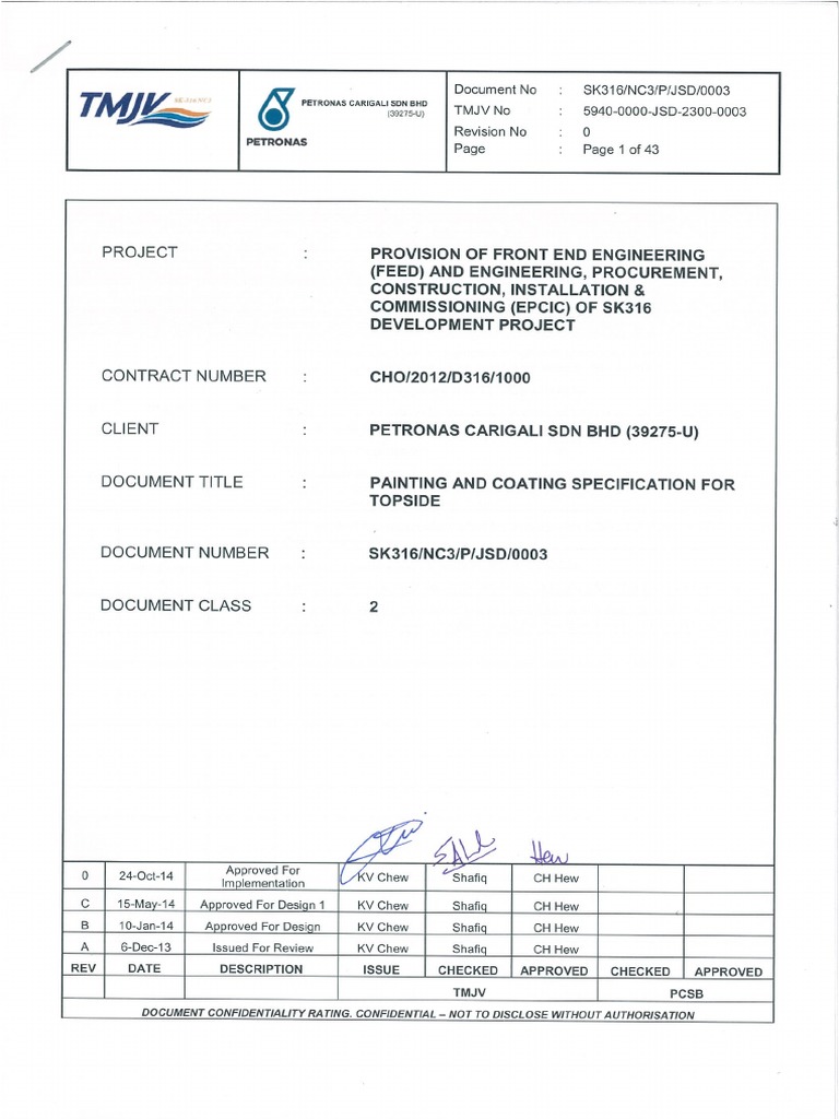 Petronas Sk316 Nc3 P JSD 0003 Rev0 | PDF | Paint | Corrosion