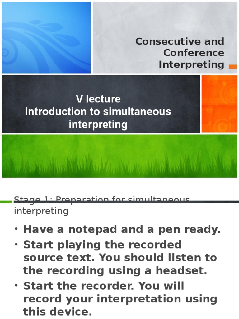 Introduction To Simultaneous Interpreting: Consecutive and Conference ...