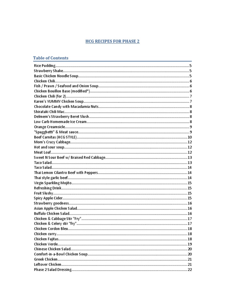 HCG Phase 2 Recipes | PDF | Salad | Chicken Soup