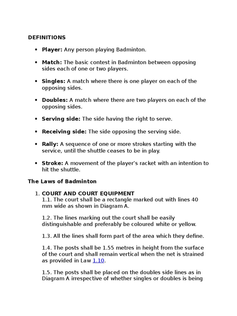 Badminton Rules | PDF | Referee | Sports