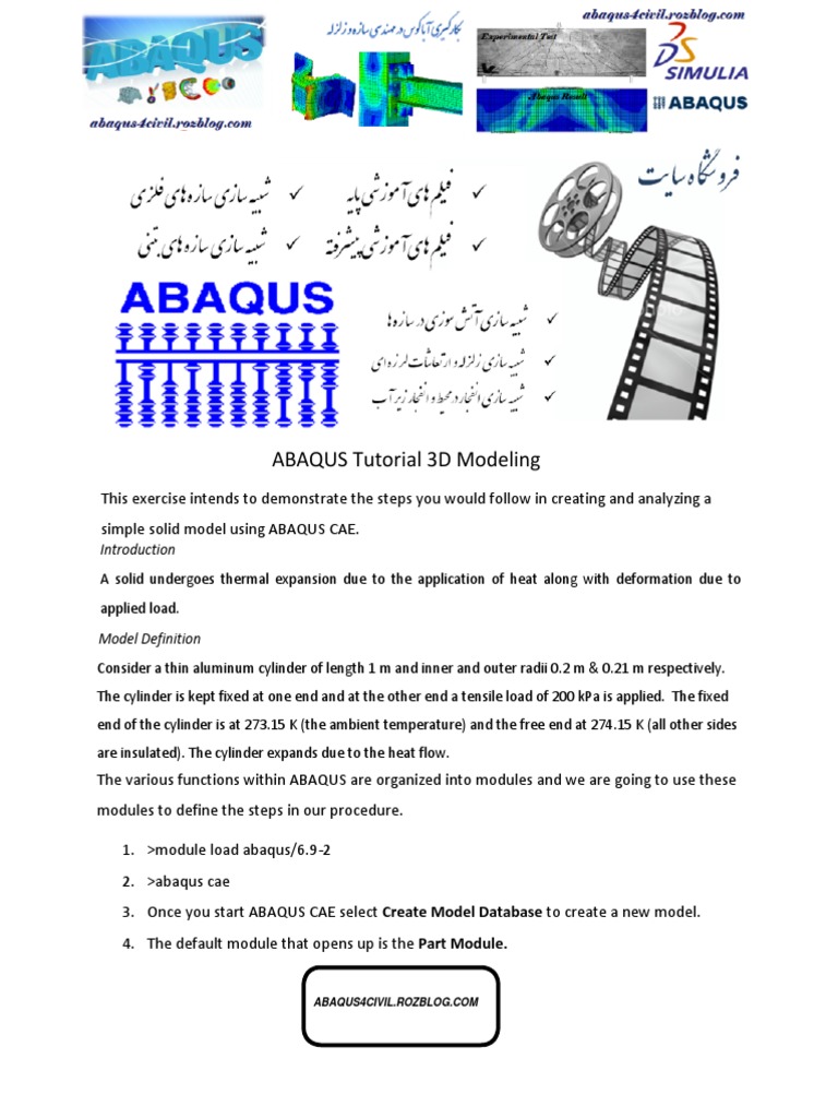 ABAQUS Tutorial 3D Modeling | PDF | Stress (Mechanics) | Thermal ...