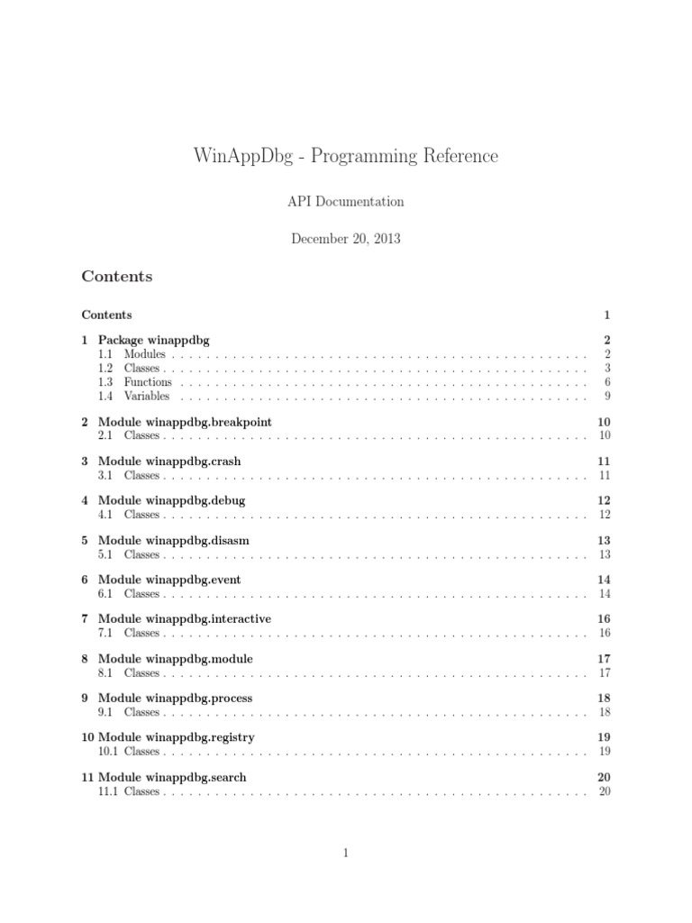 Winappdbg 1.5 Reference | PDF | Programming Paradigms | Computing