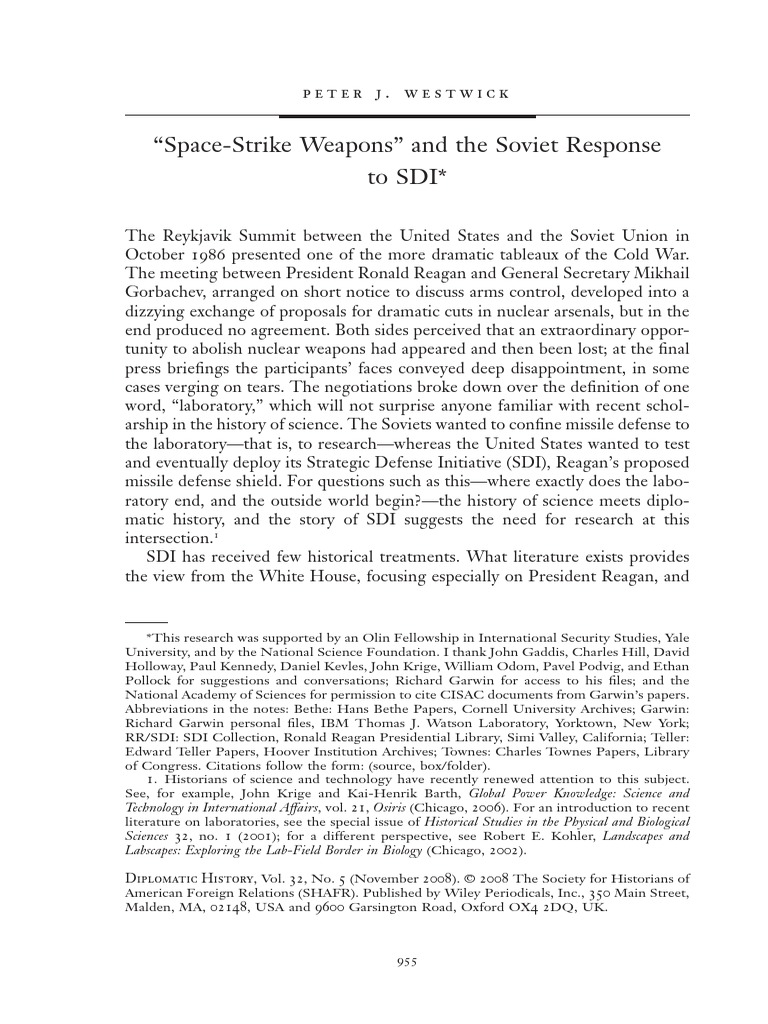 Soviet Response to SDI at Reykjavik Summit | PDF | Strategic Defense ...