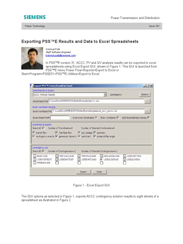 Exporting PSSE Results To Excel | PDF