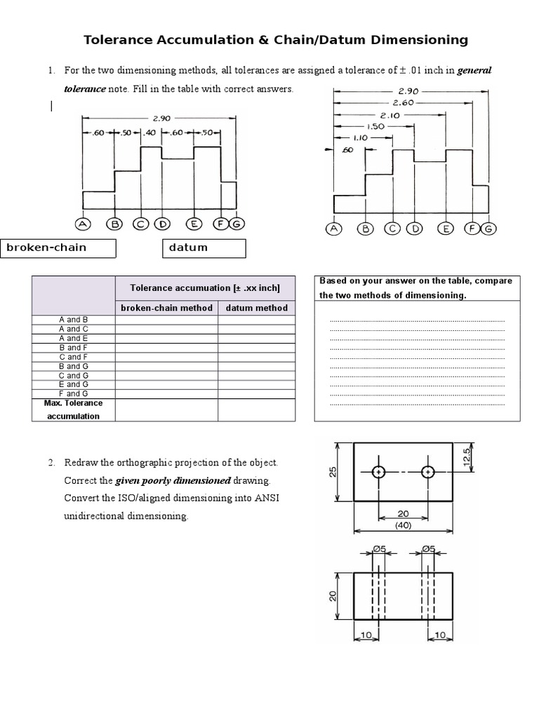 Tolerance Accumulation & Chain/Datum Dimensioning: Tolerance Note. Fill ...
