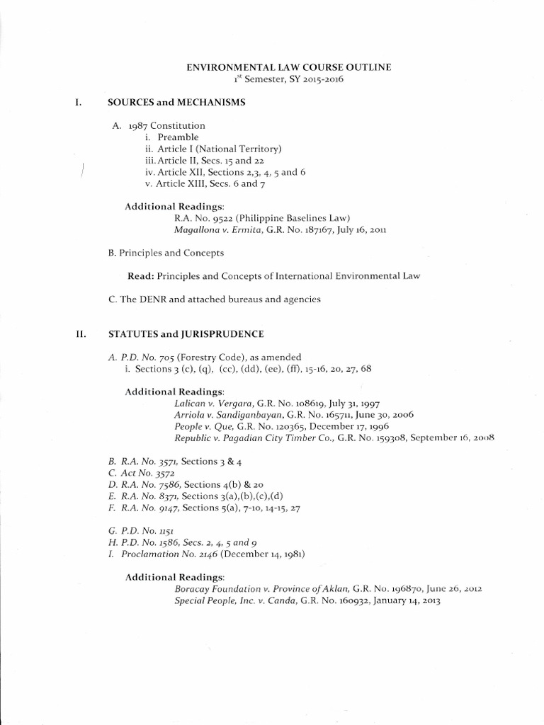 (Atty. Nolasco) Natural Resources & Environmental Laws - SYLLABUS | PDF ...