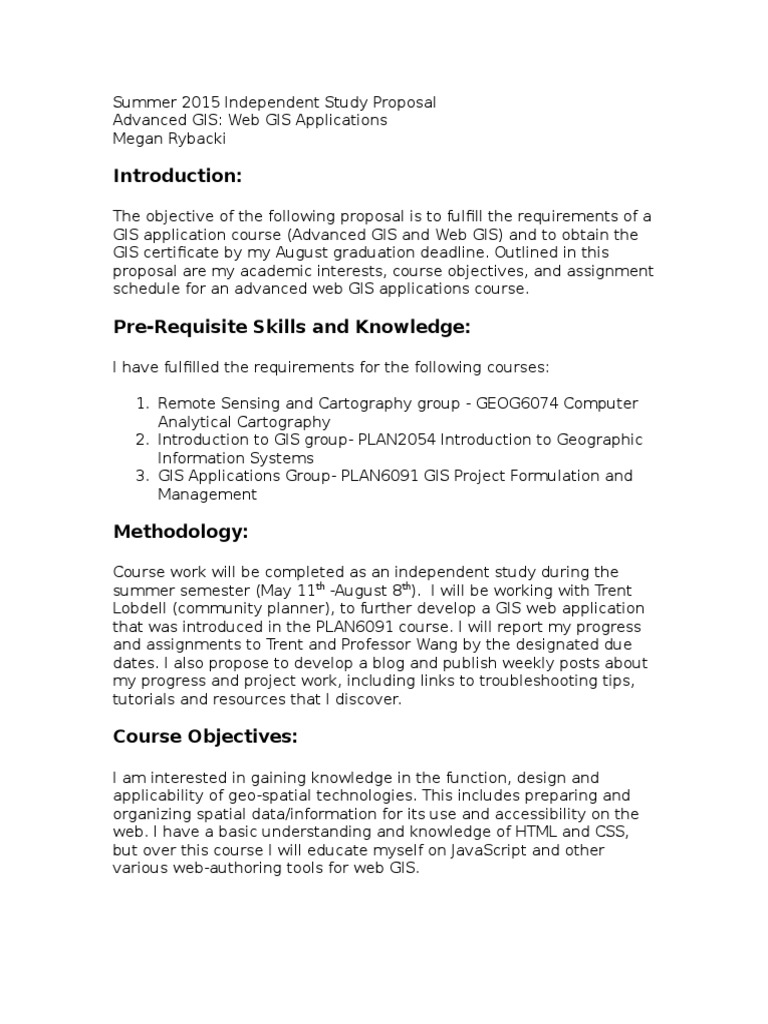 s15 Webgis Independent Study Proposal | PDF | Arc Gis | Geographic ...
