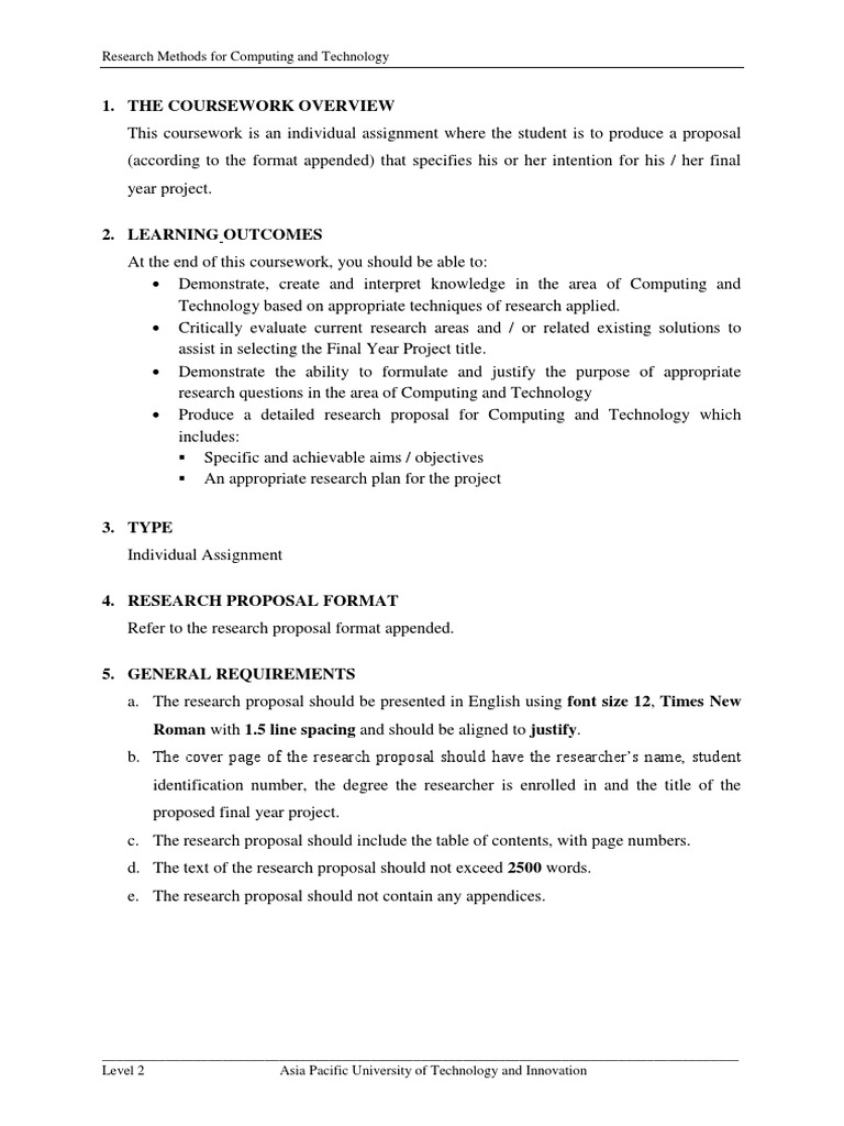 Ct098!3!2 Research Proposal Format - Assignment - Revised March 2015 | PDF