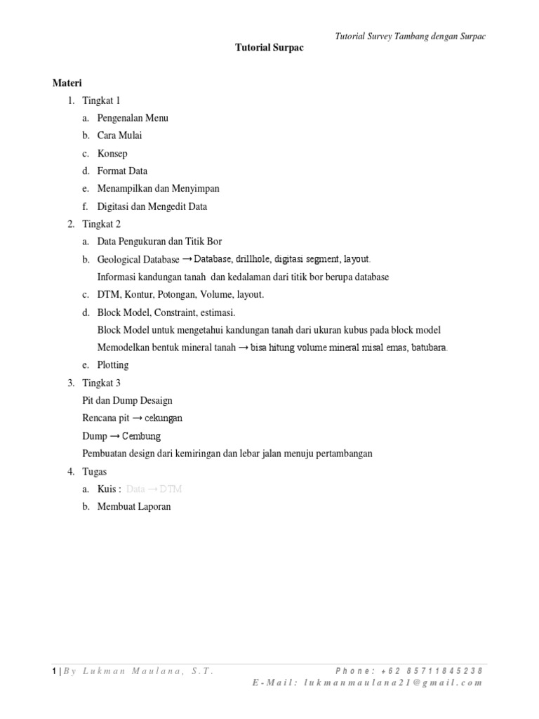 Tutorial Surpac | PDF