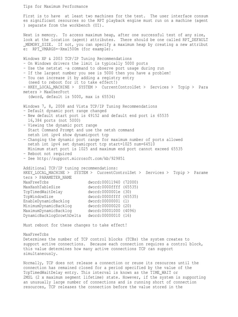 Optimizing Tcpip Settings And Tuning Tcp Performance On Windows Linux