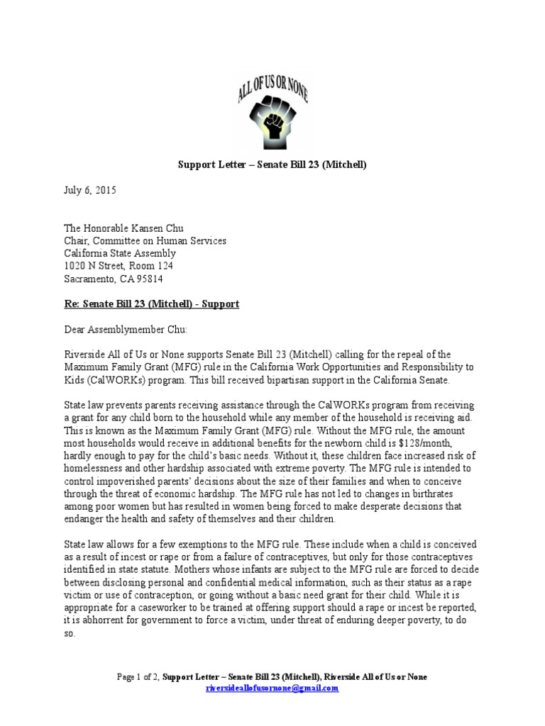 Riverside All of Us or None Supports Senate Bill 23 Support Letter ...