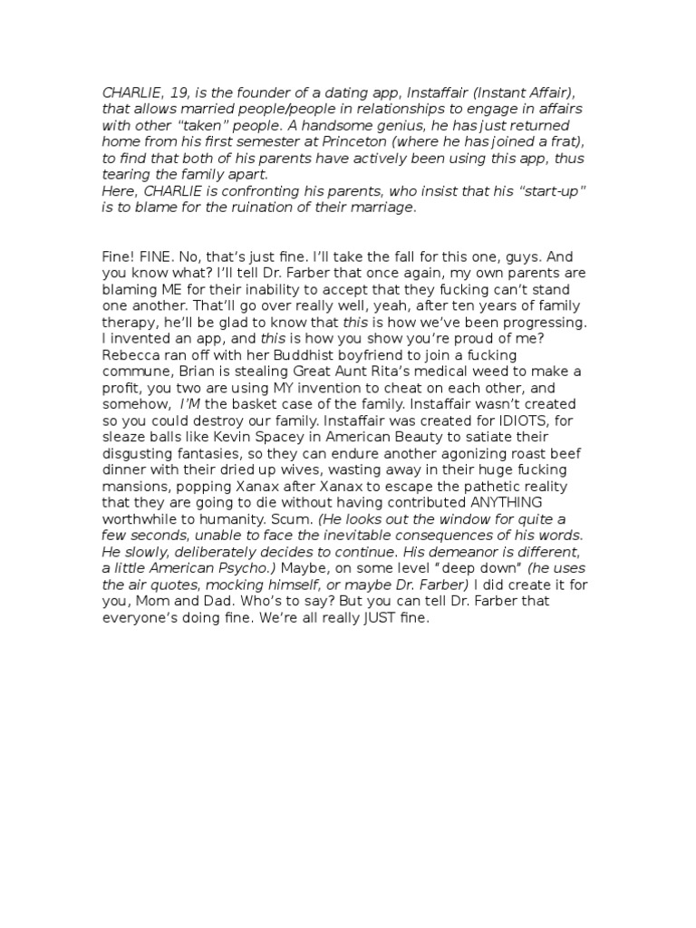 Dark Comedy Monologue: Family Fallout | PDF | Social Science | Self ...