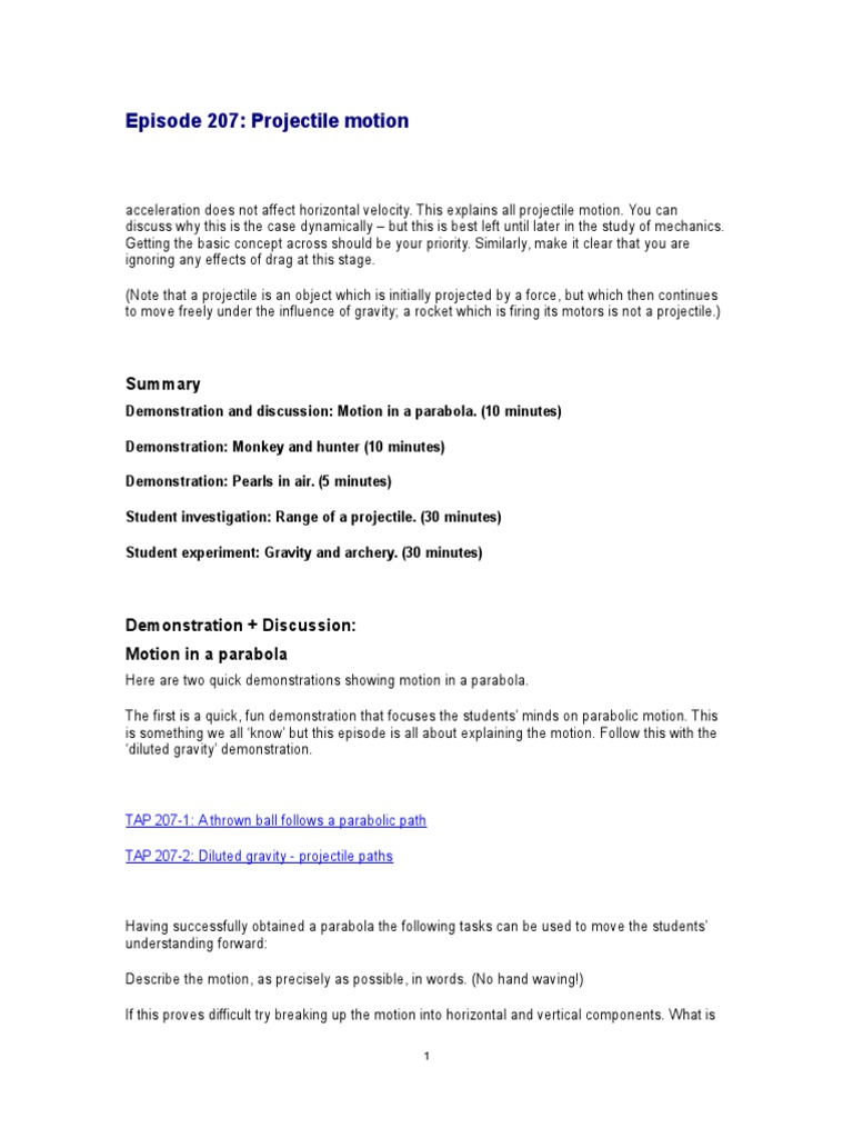 TAP207 0 Projectile Motion | PDF | Arrow | Archery
