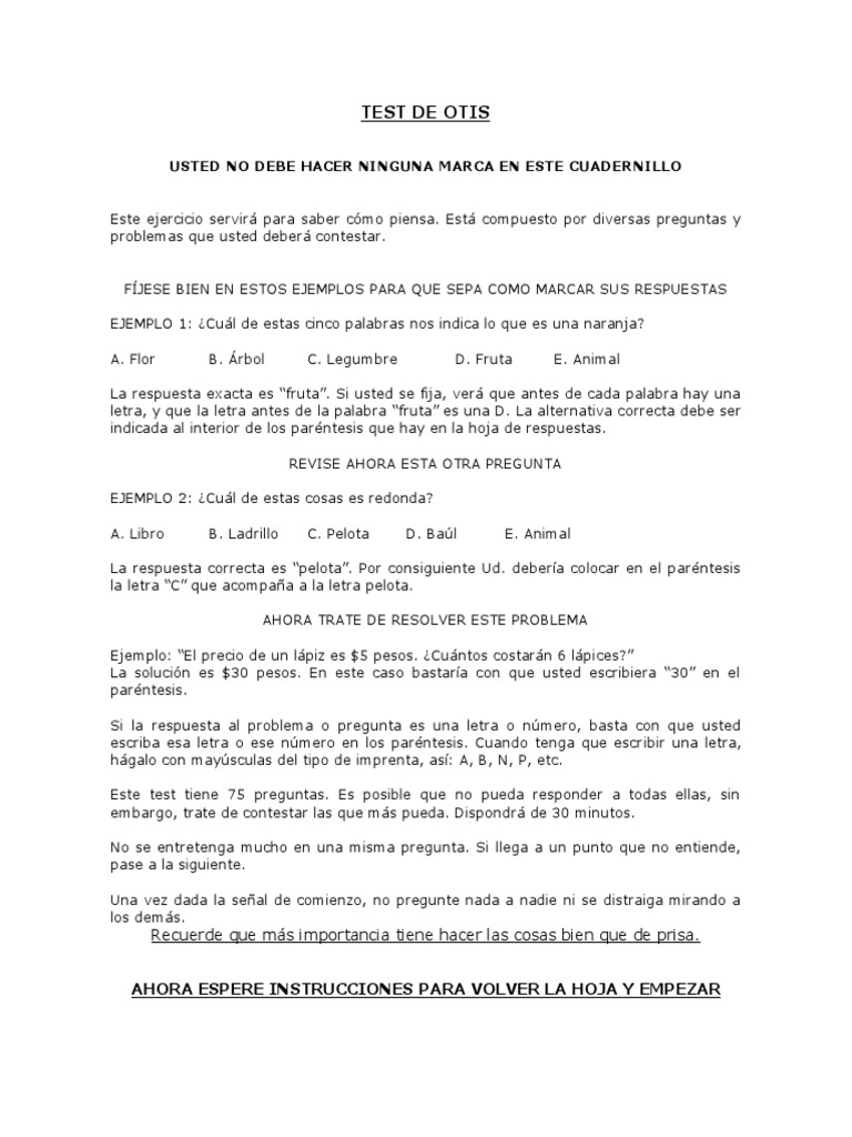 Test de OTIS | PDF