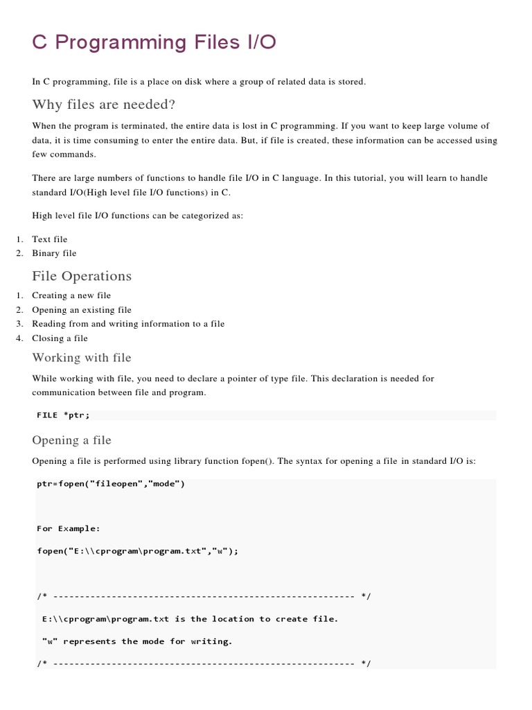 C Programming Files | PDF | Computer File | C (Programming Language)