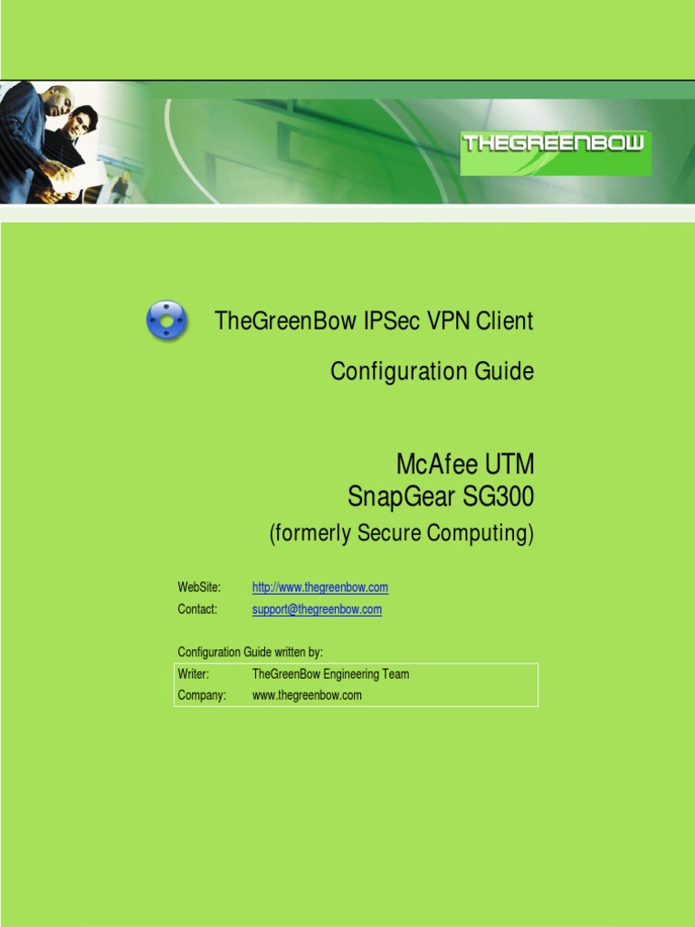 Mcafee Snapgear SG300 VPN Gateway & GreenBow IPSec VPN Client Software ...