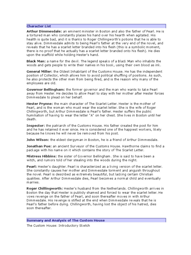 Summary The Scarlet Letter | PDF | The Scarlet Letter | Nathaniel Hawthorne