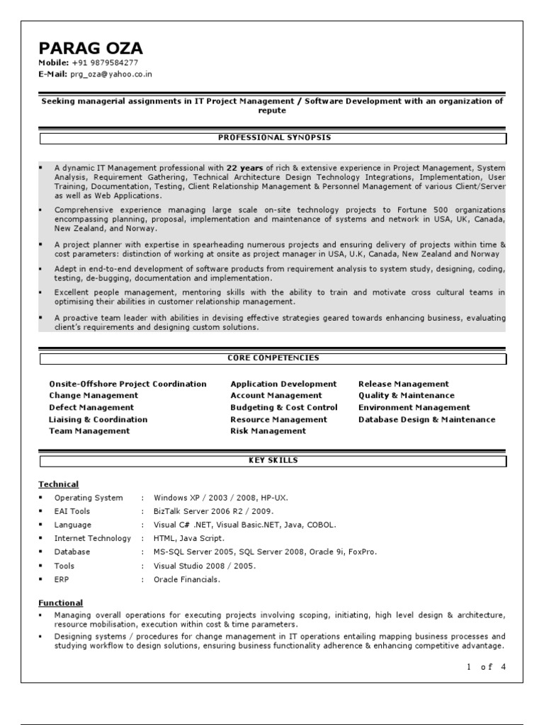CV: Parag Oza Via | PDF | Microsoft Sql Server | Digital Technology
