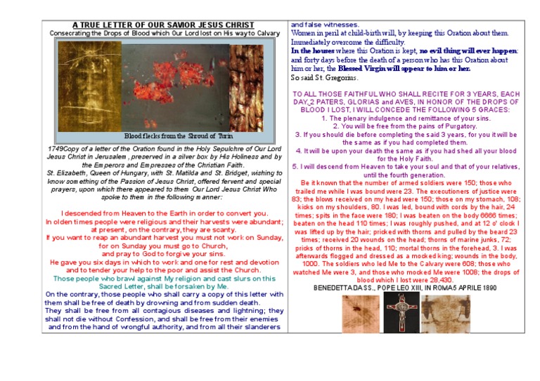 True Letter of Our Savior Jesus Christ | Jesus | Prayer