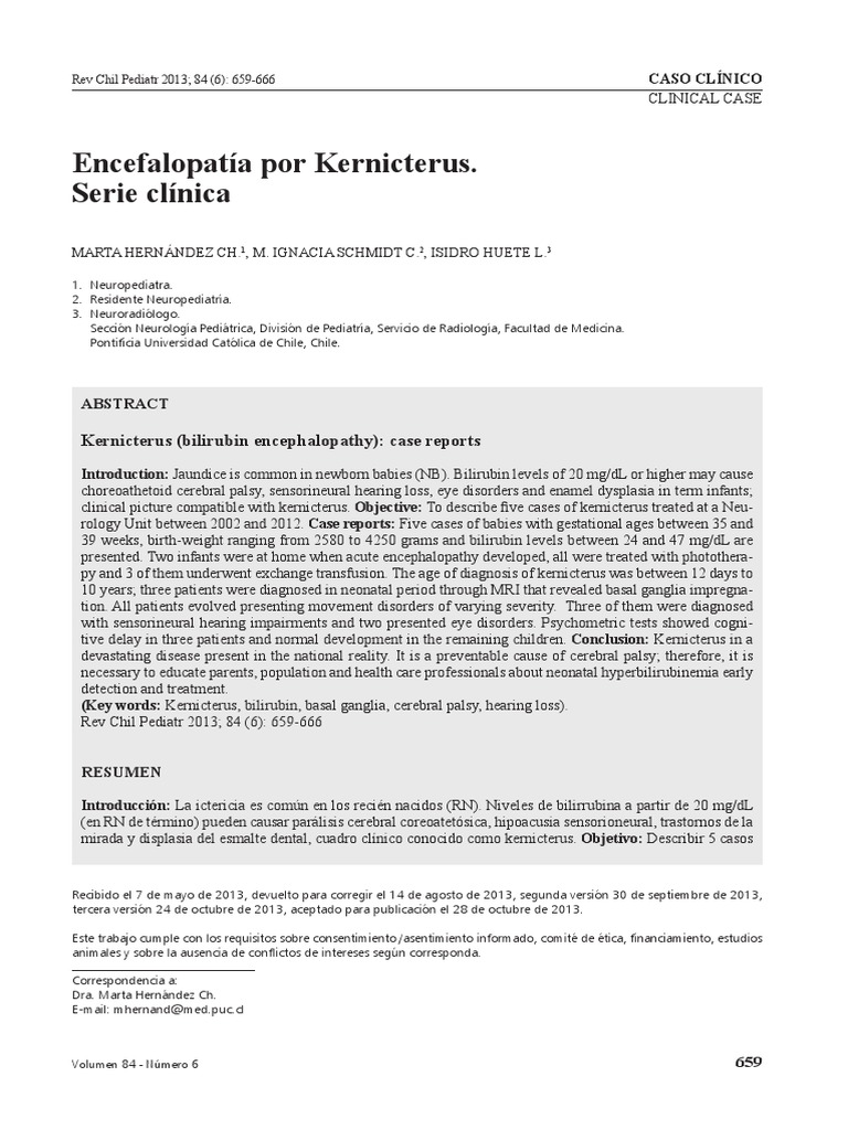 Encefalopatía Por Kernicterus. Serie Clínica: Kernicterus (Bilirubin ...