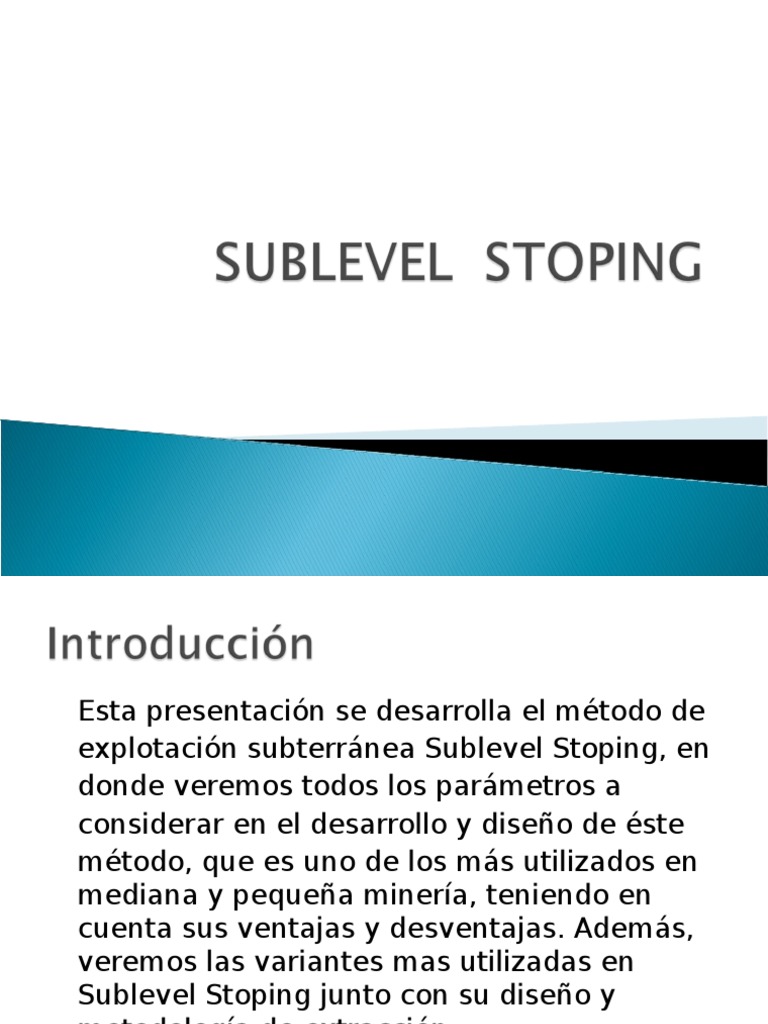 Sublevel Stoping | PDF | Minería | Materiales