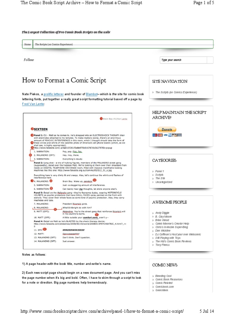 How To Format A Comic Script | PDF | World Wide Web | Internet & Web
