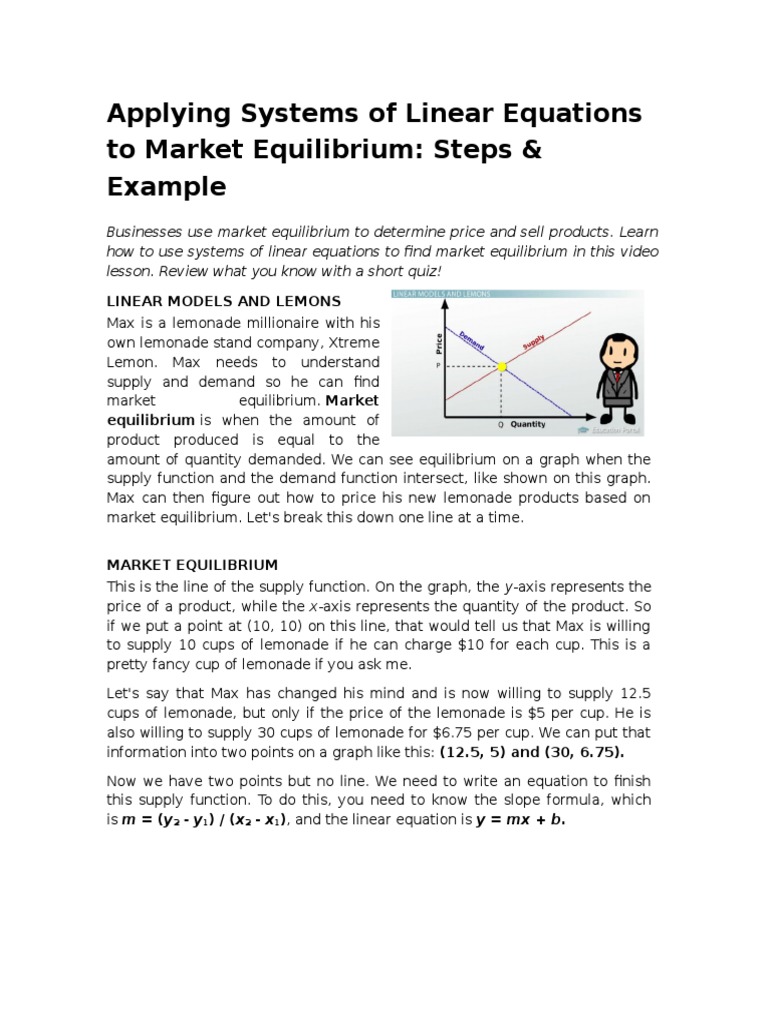 The Maths of Demand, Supply and Linear Equations | PDF | Demand ...