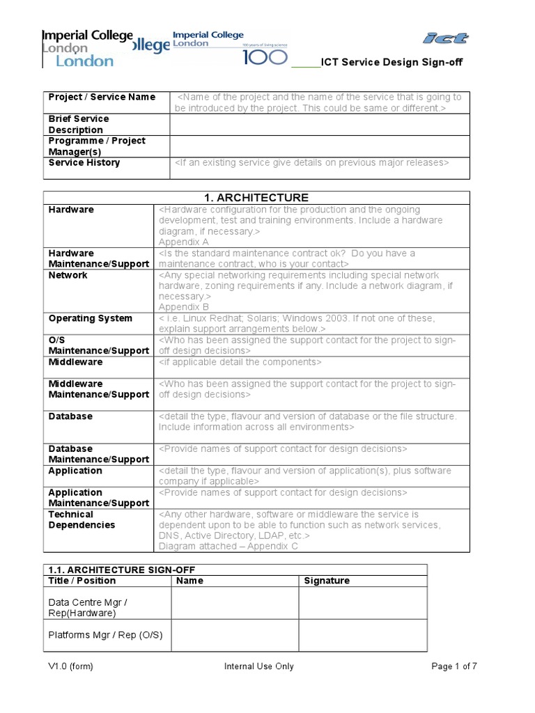 Project Design Sign-Off Form | PDF | Active Directory | Databases