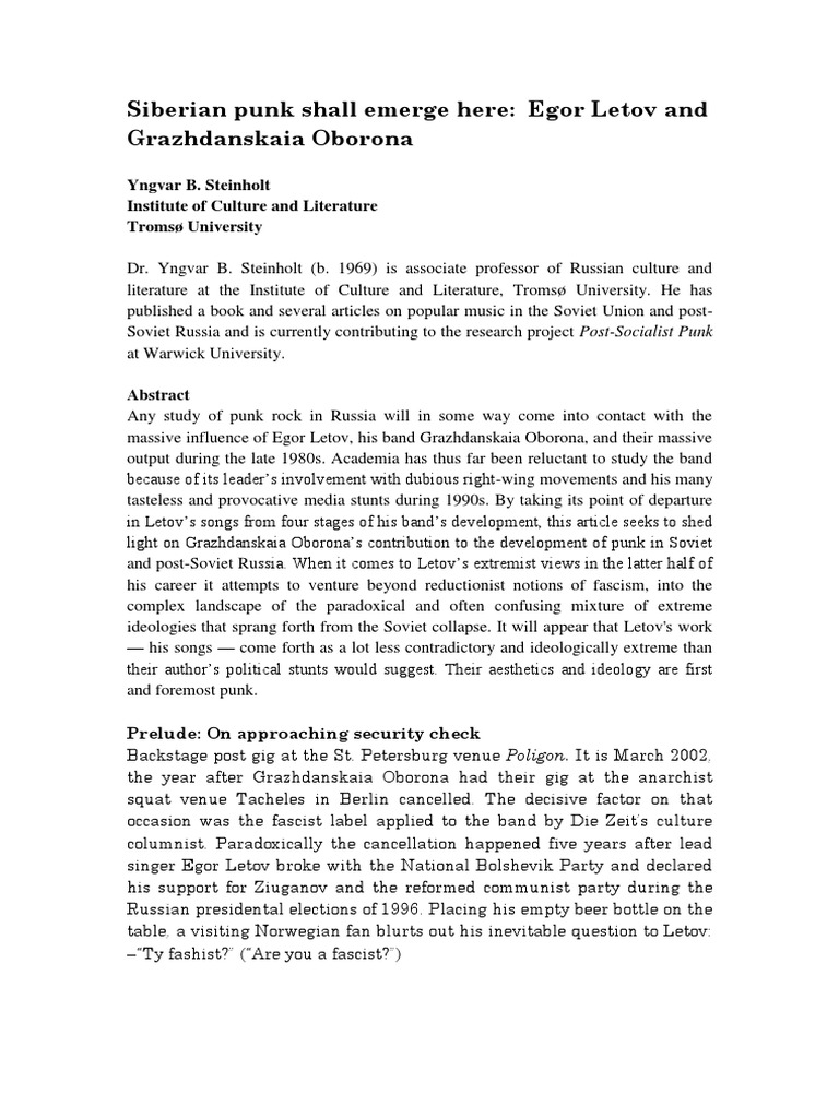Siberian Punk | PDF | Punk Rock | Rock Music