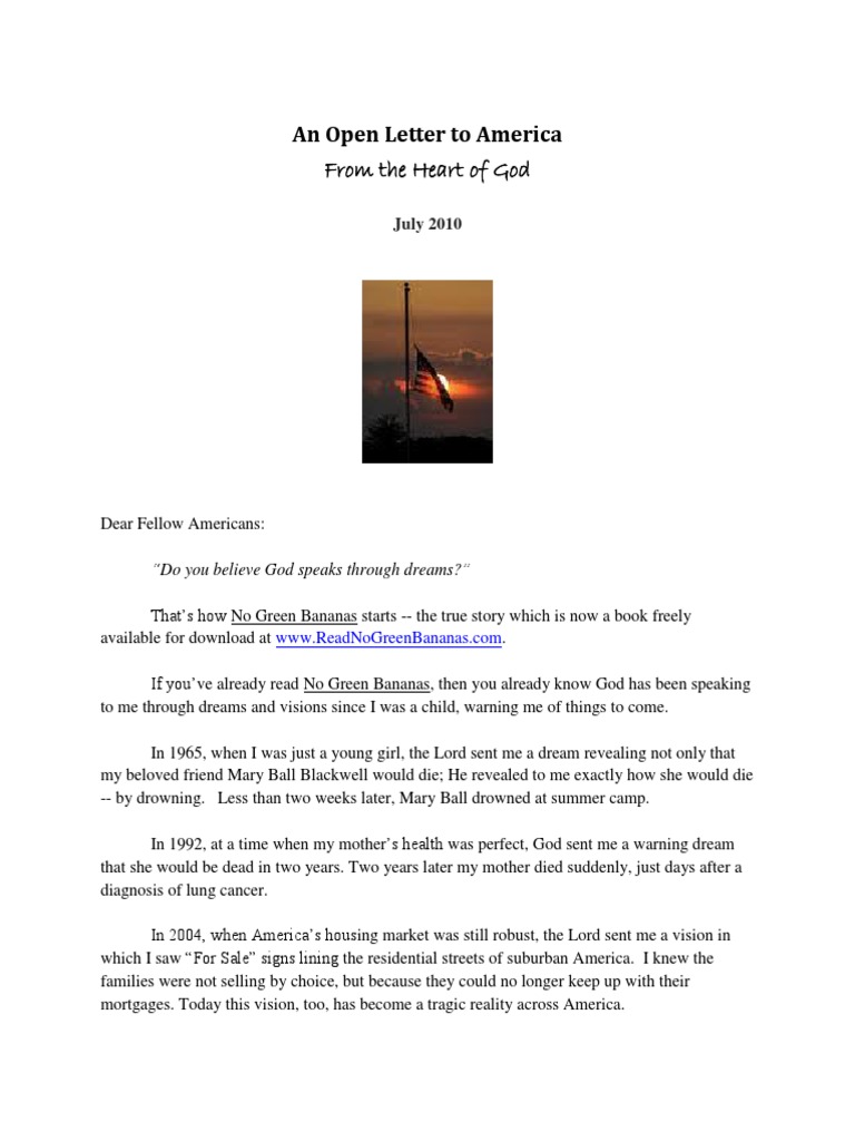 An Open Letter To America | PDF | Geronimo | Dream