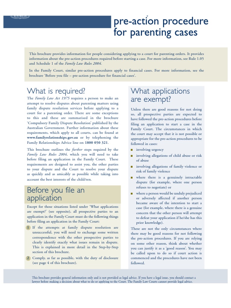 Pre-Action Procedures for Parenting Orders | PDF | New South Wales ...