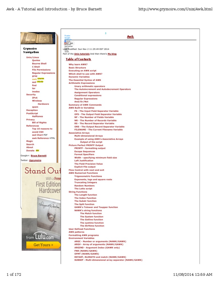Awk Tutorial Pdf Boolean Data Type Software Development
