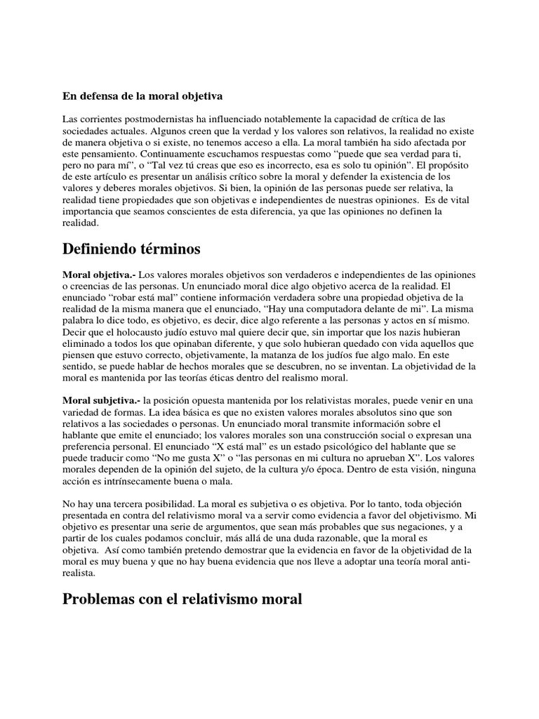 Objetivismo Moral | PDF | Relativismo | Moralidad