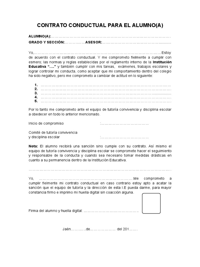 Contrato Conductual para El Alumno | PDF
