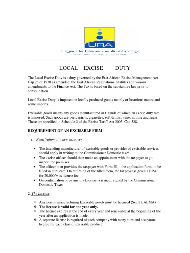 Excise Duty - Uganda | PDF | Excise | Taxation