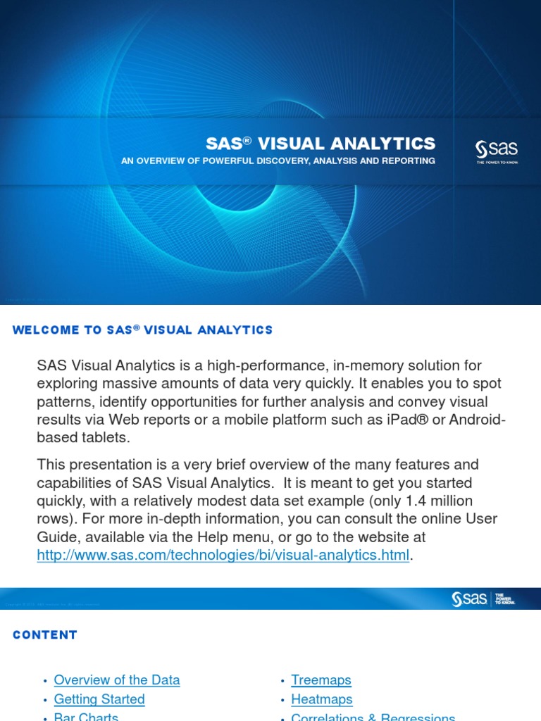 SAS Visual Analytics Startup Guide | Analytics | Sas (Software)