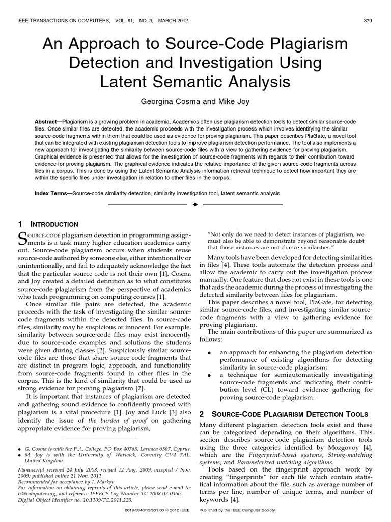 An Approach To Source-Code Plagiarism Detection and Investigation Using Latent Semantic Analysis ...
