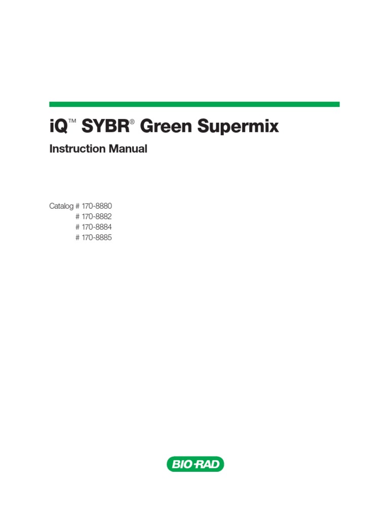 Iq Sybr Green Supermix: Instruction Manual | Download Free PDF | Real ...