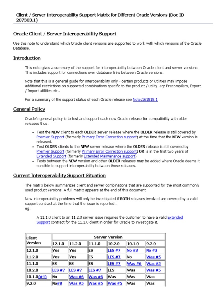 Client-Server Interoperability | PDF | Oracle Database | Databases