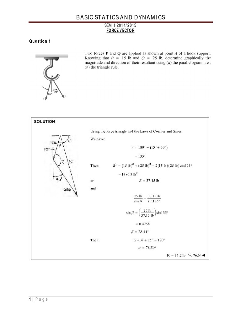 Basic Statics and Dynamics: Force Vector | PDF