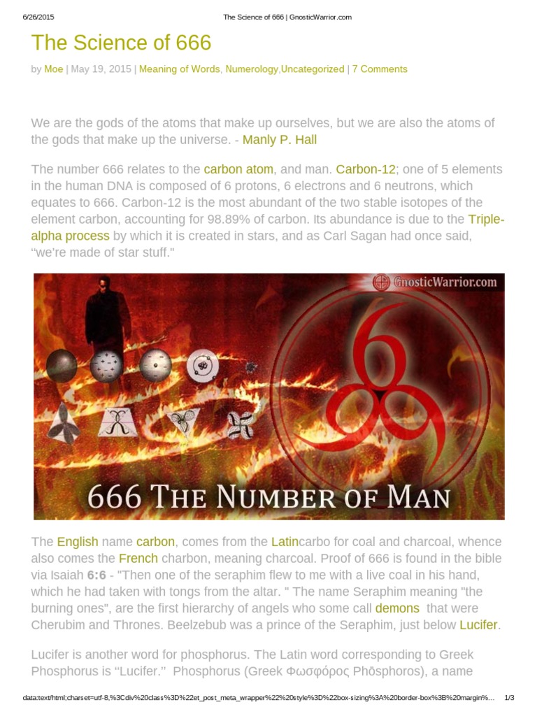 The Science of 666 - GnosticWarrior PDF | PDF | Dna | Carbon