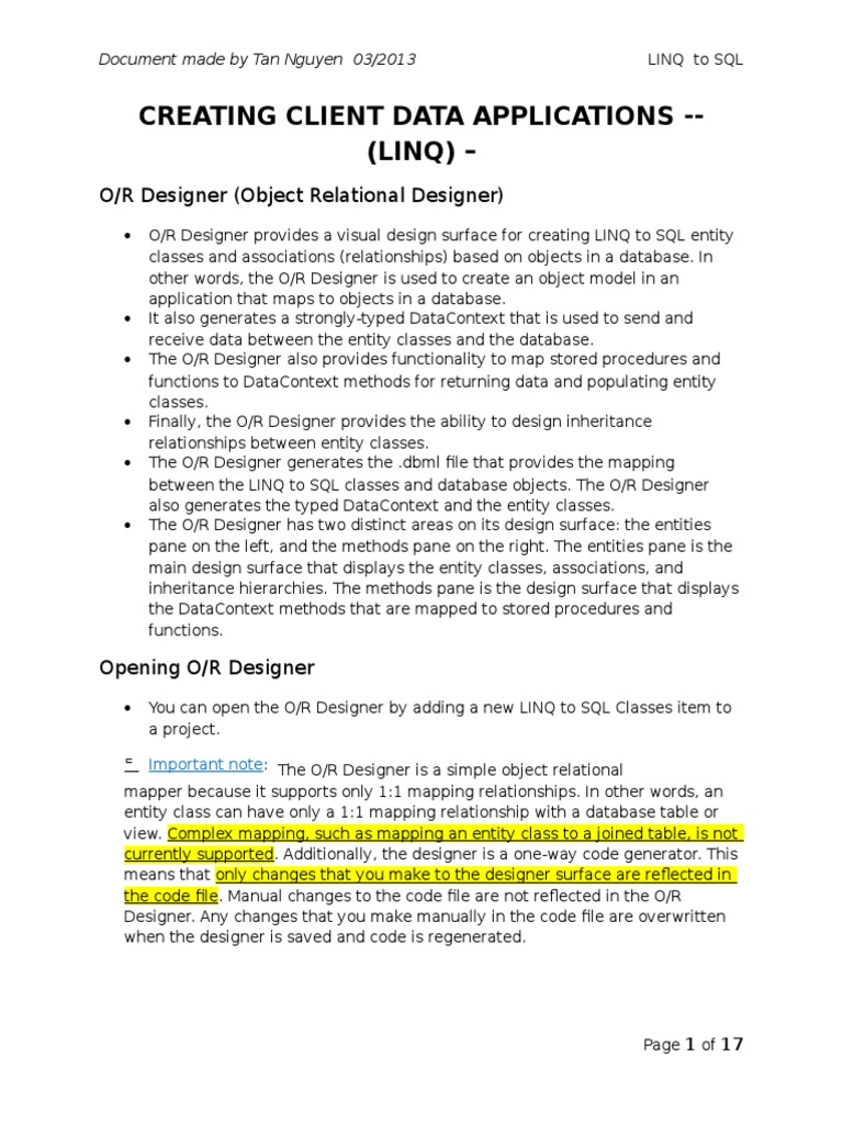 Creating Client Data Applications - Linq | PDF | Language Integrated Query | Databases