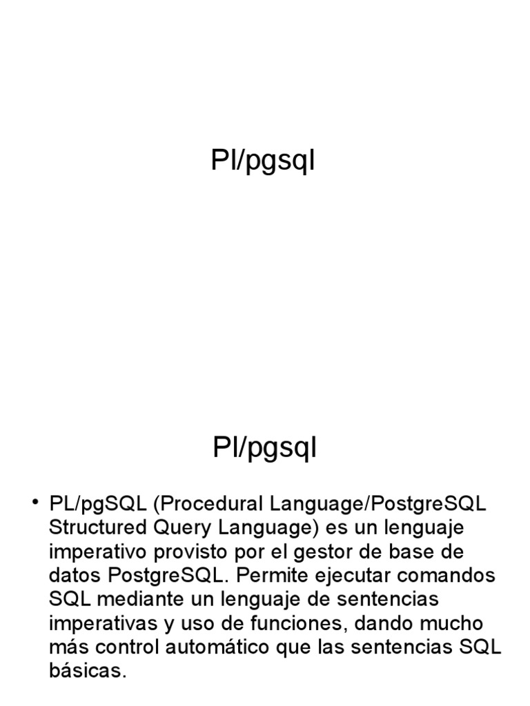 PLPGSQL | PDF | Postgre Sql | Gestión de datos