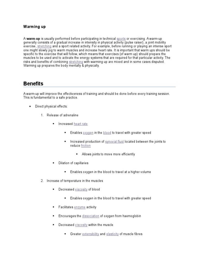 Benefits: Warming Up | PDF | Flexibility (Anatomy) | Physical Exercise