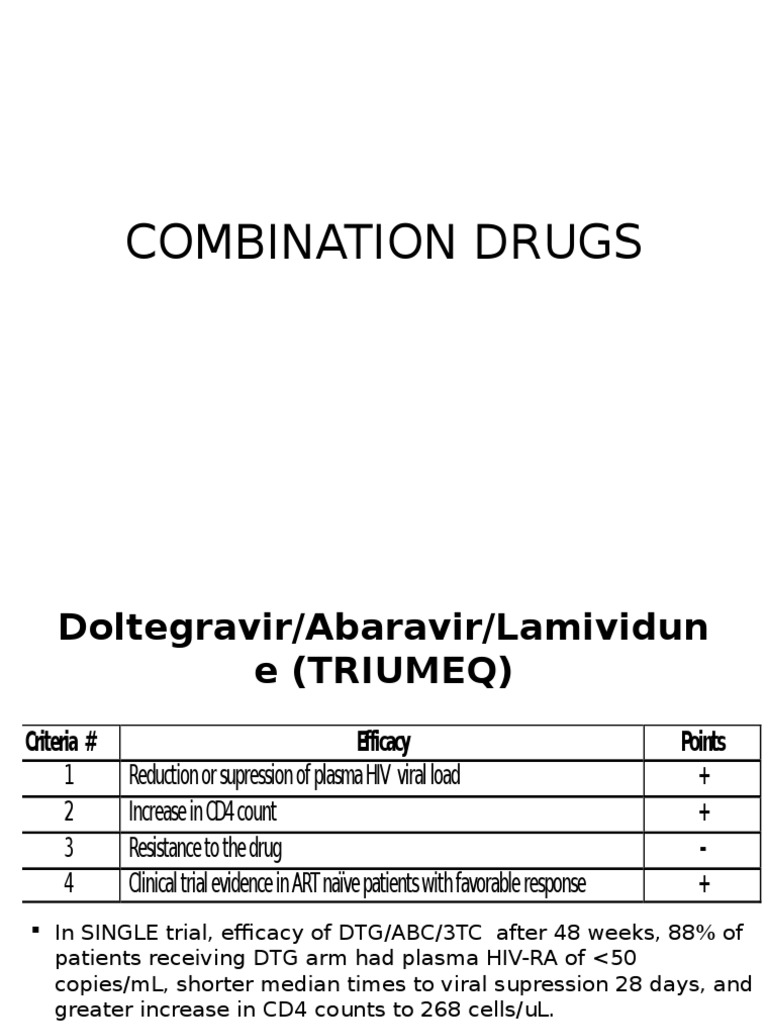 Combination Drugs | PDF | Management Of Hiv/Aids | Therapy